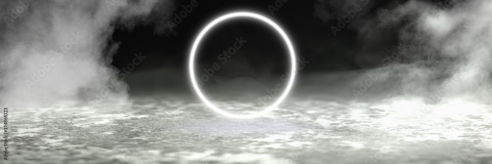 Lightning circle. Synth wave and retro wave, vaporwave futuristic ...