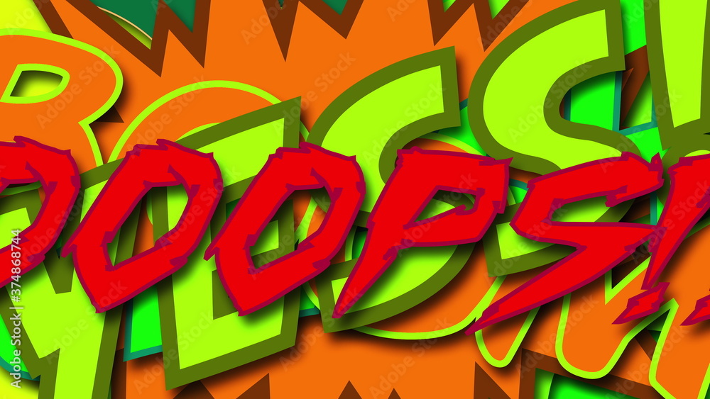 Different colored Comic speech words layered on top of each other ...