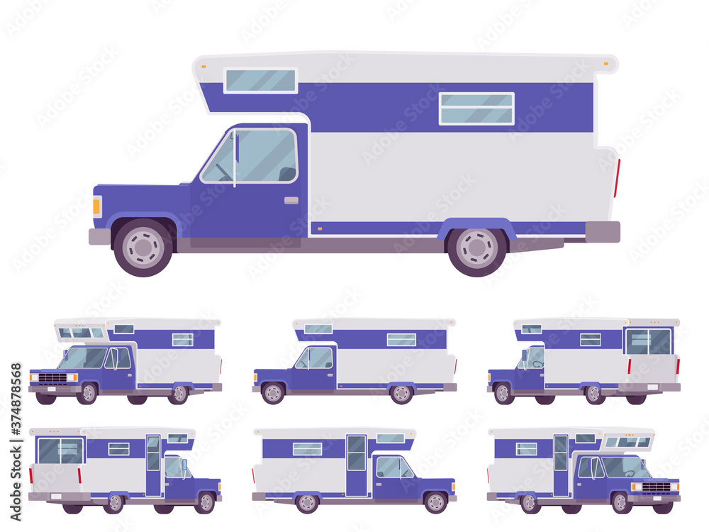 RV camper van car, recreational vehicle. Motorhome trailer with living ...