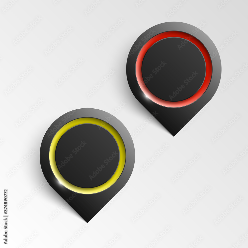 Index location on the map. Pointer position. Marker standing. Indicator ...