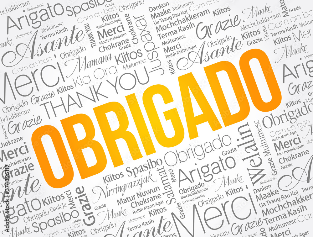 Obrigado (Thank You in Portuguese) Word Cloud in different languages ...