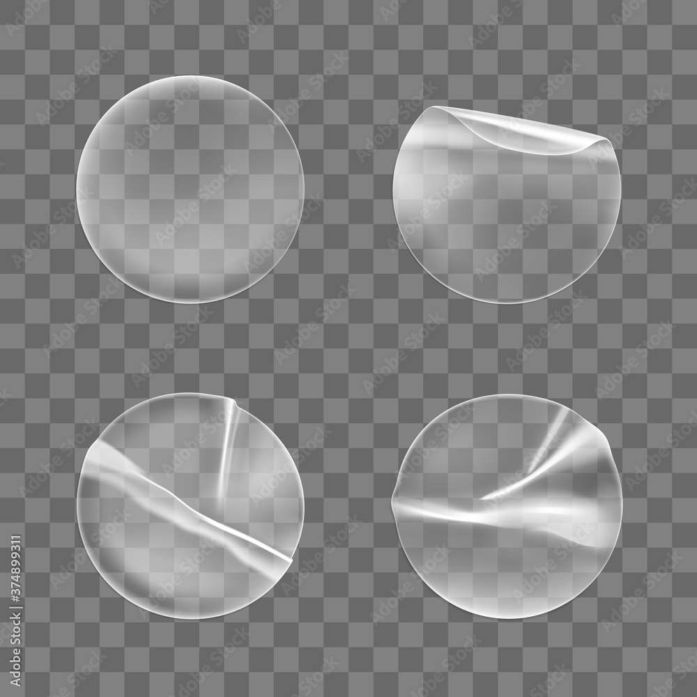 Transparent round adhesive stickers mock up set isolated on transparent ...