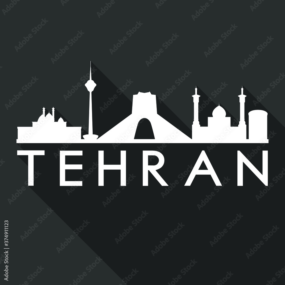 Tehran Flat Icon Skyline Silhouette Design City Vector Art Famous ...