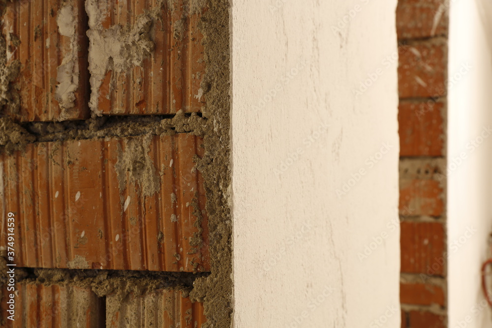 Mauer Wand Wände verputzen - Ziegelsteine Rohbau Mauerwerk Maurer ...