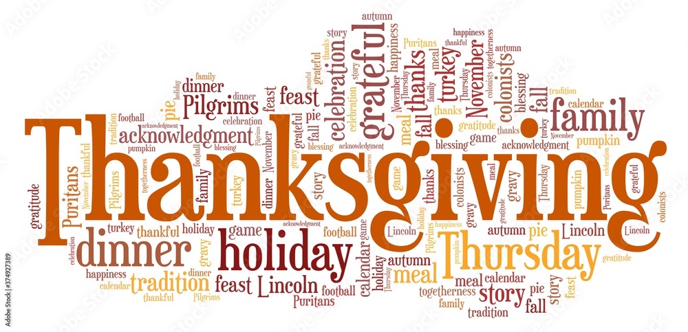 Thanksgiving vector illustration word cloud isolated on a white ...