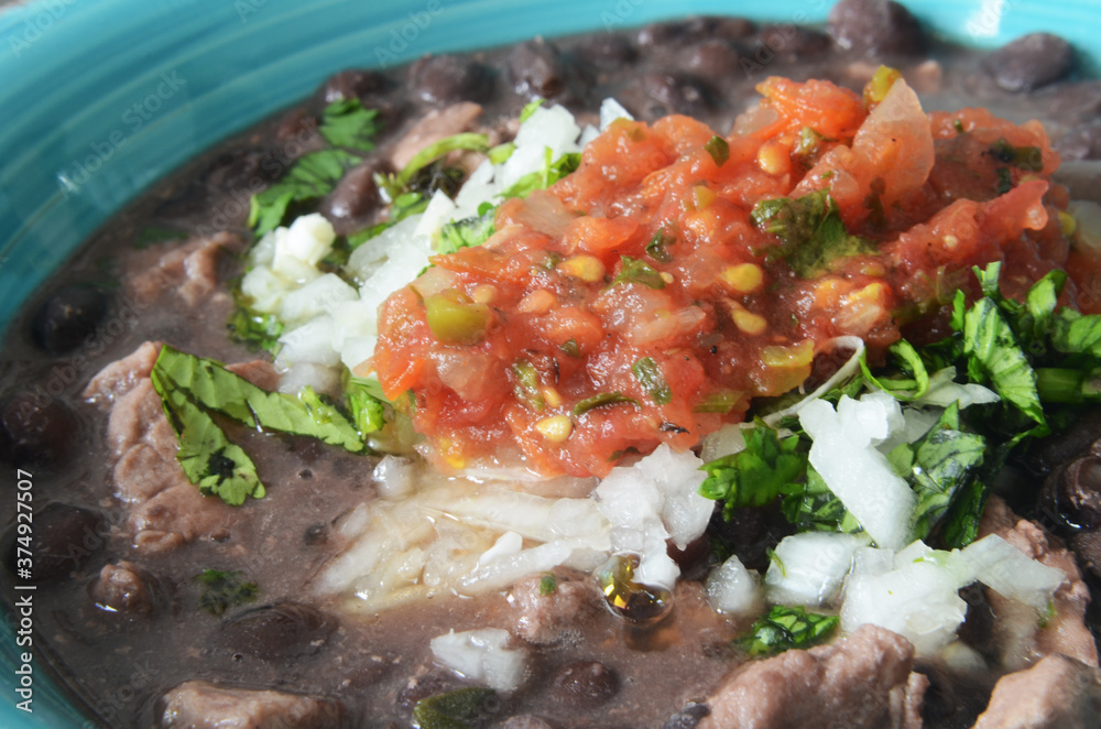 close up comida mexicana frijol con puerco, comida Yucatec a, comida ...
