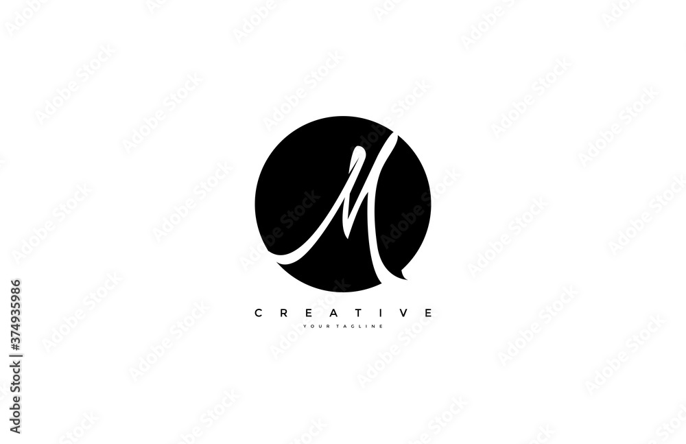 Letter M Script Vintage Rounded Monogram Corporate Logotype Stock ...