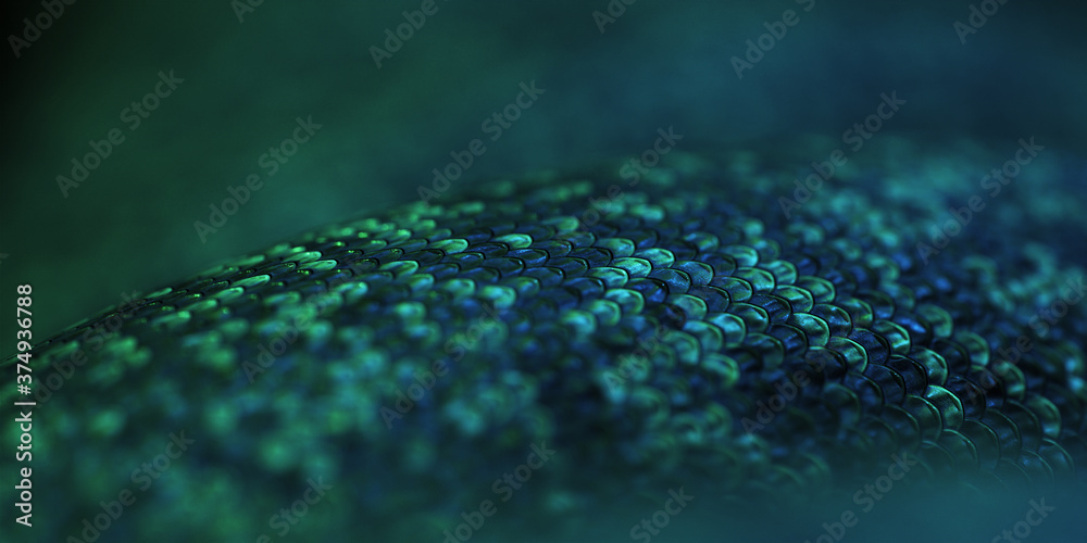 3d render of a close up shot of a snake's scales with a shallow depth ...