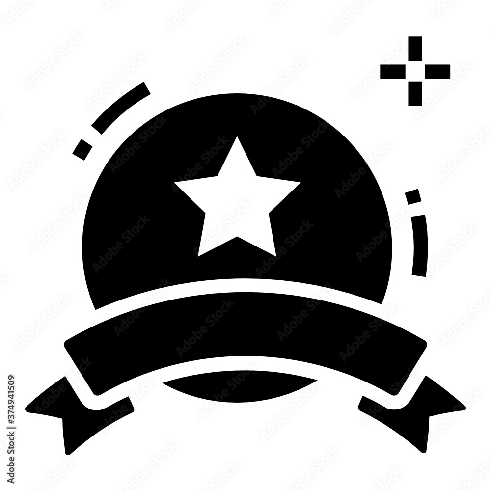 Star emblem icon with ribbon depicting identification badge Stock ...
