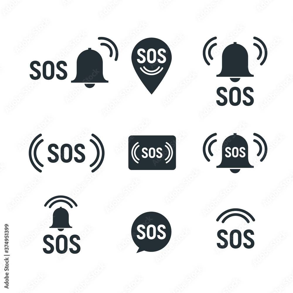 Sos icon emergency alarm button. SOS sign symbol lifebuoy rescue ...
