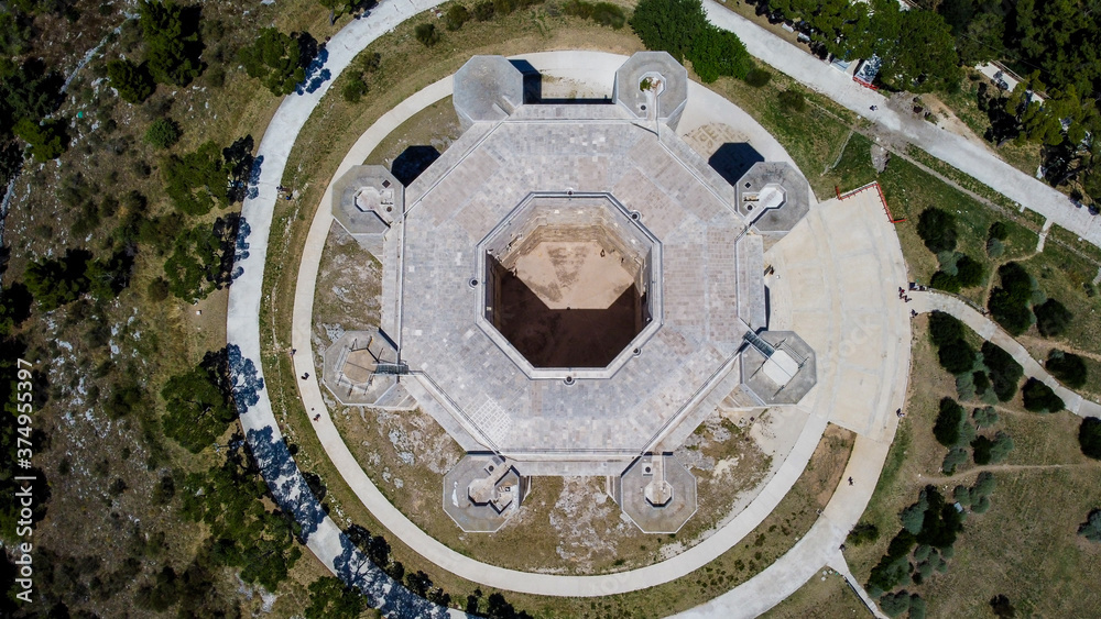 Aerial view of the Castel del Monte in Southern Italy - Octogonal ...