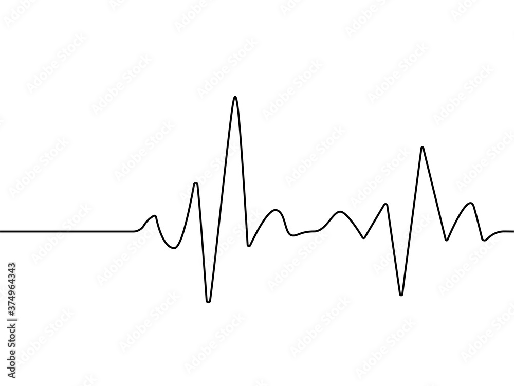 Heart rate graph. Heart beat. Ekg icon wave. Black and white color ...