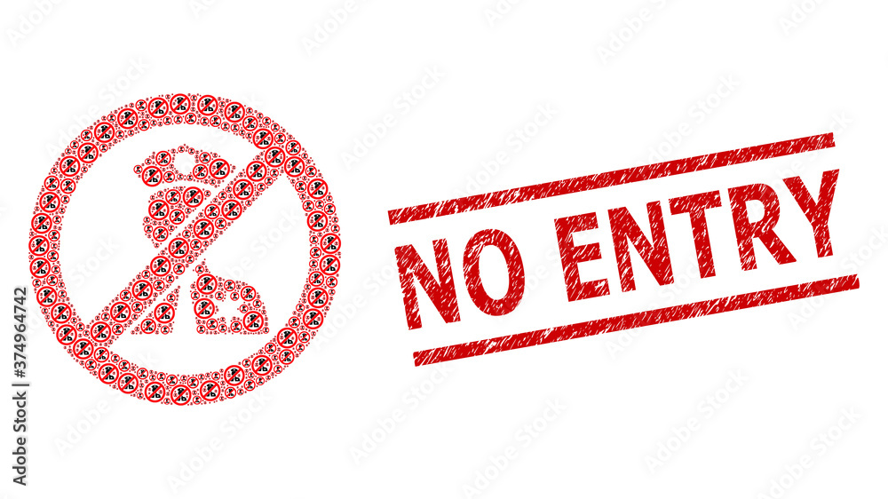 Recursive combination no entry police and No Entry dirty stamp seal ...