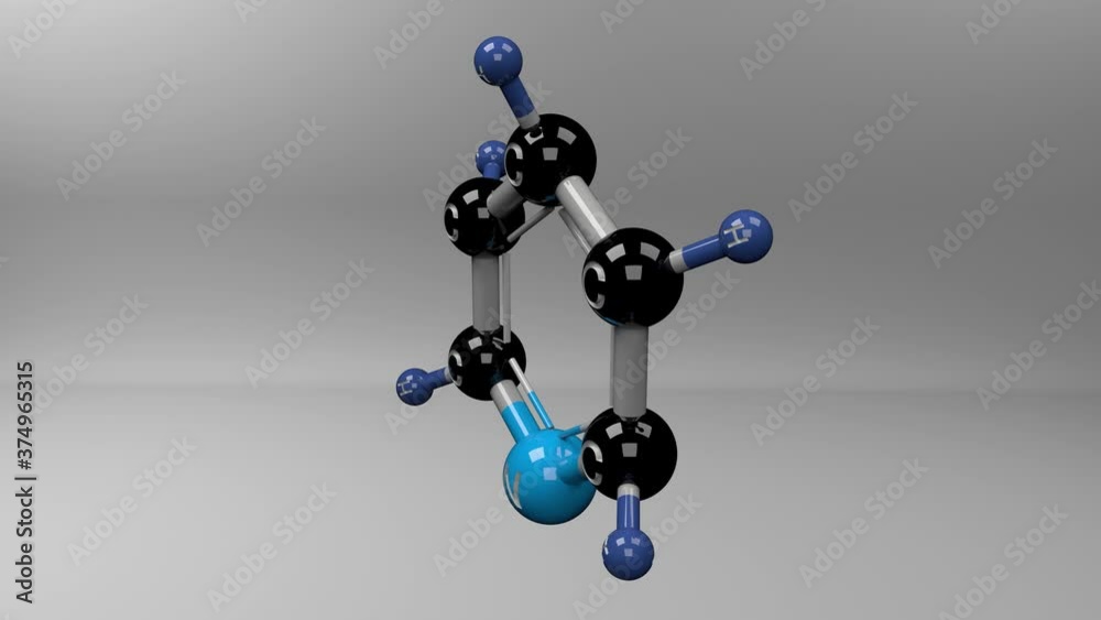 Pyridine molecule. Molecular structure of pyridine, used as a reaction ...