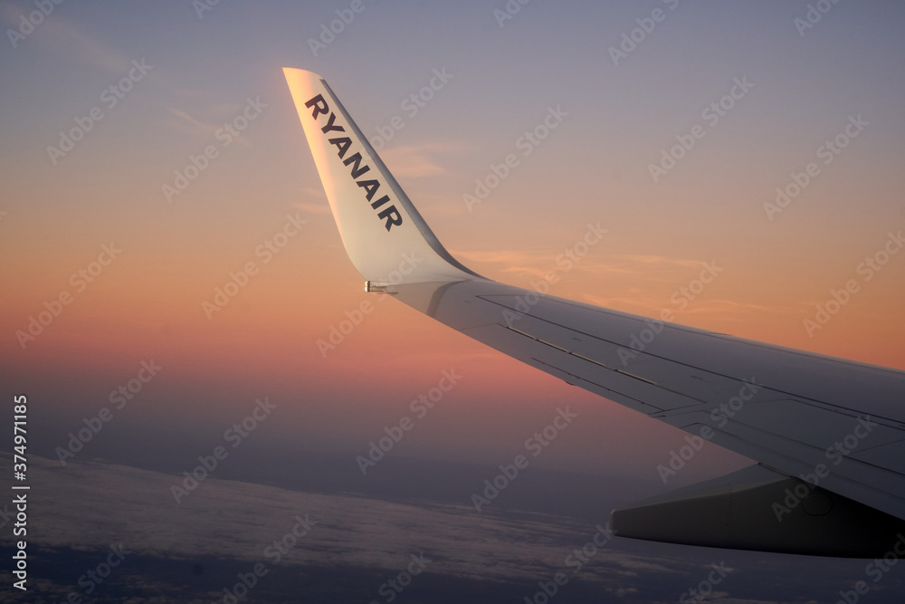 wing of ryanair Stock Photo | Adobe Stock