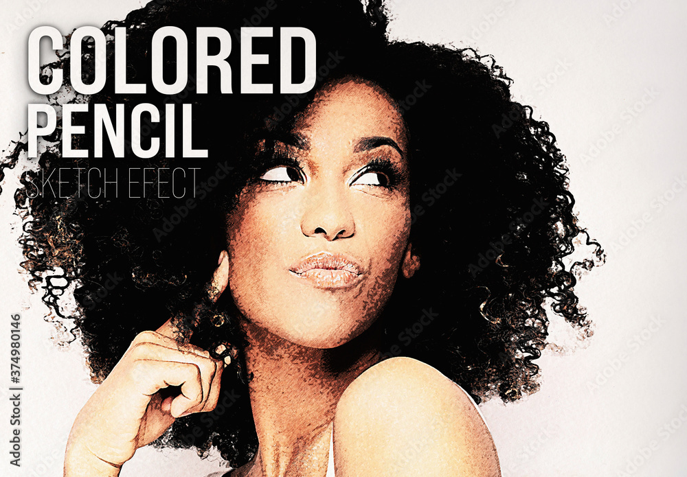 Color Pencil Sketch Effect Mockup Stock Template | Adobe Stock