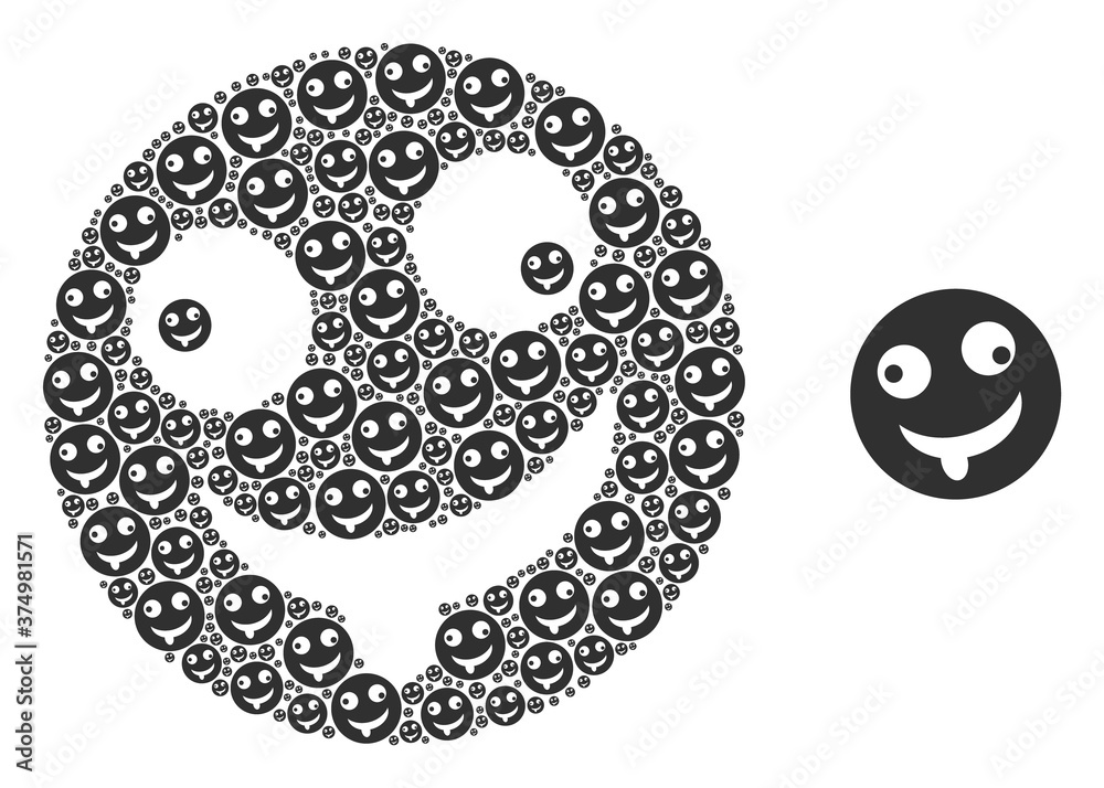 Vector idiot smiley collage is composed from random self idiot smiley ...