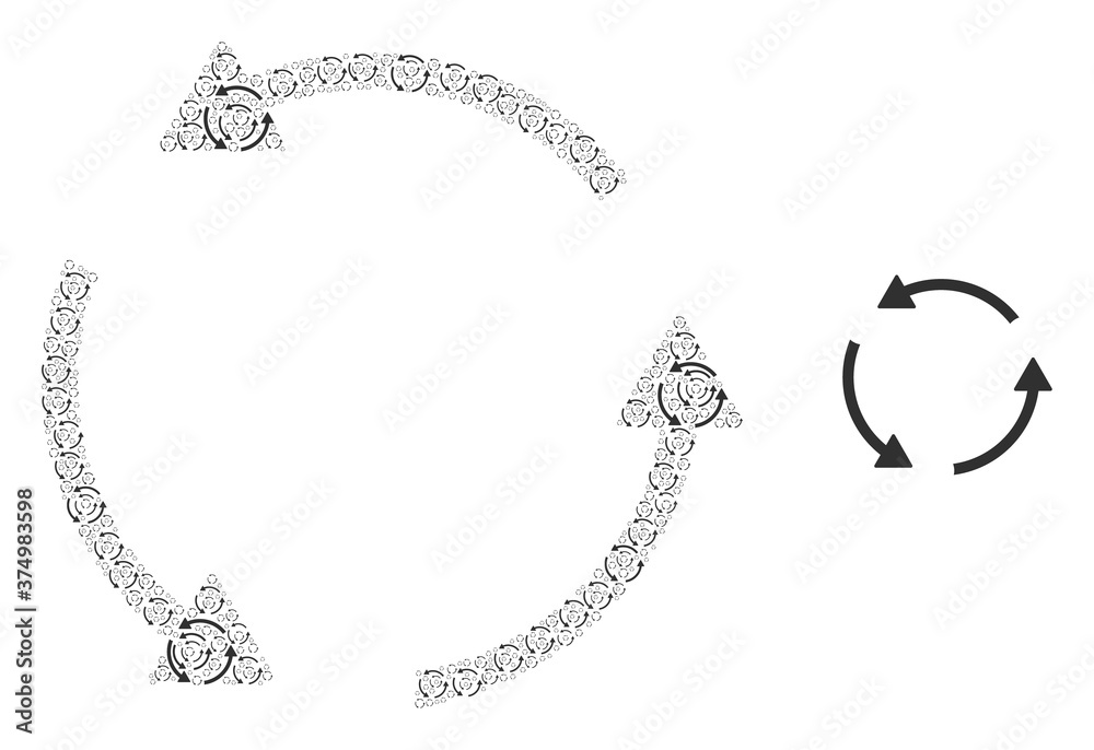 Vector rotation CCW collage is composed from repeating recursive ...