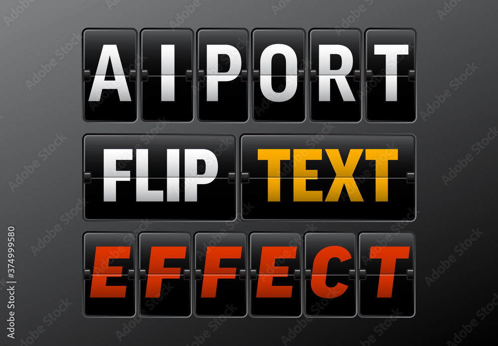 Airport Board Flip Editable Text Style Effect Stock Template | Adobe Stock