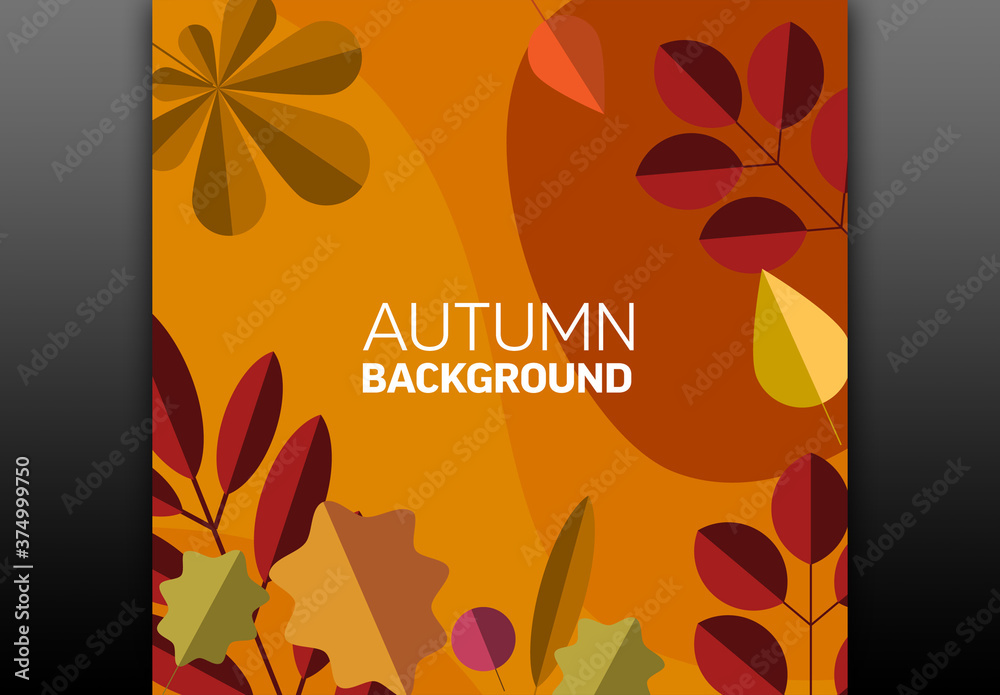 Autumn Leaves Background Digital Flyer Layout Stock Template | Adobe Stock
