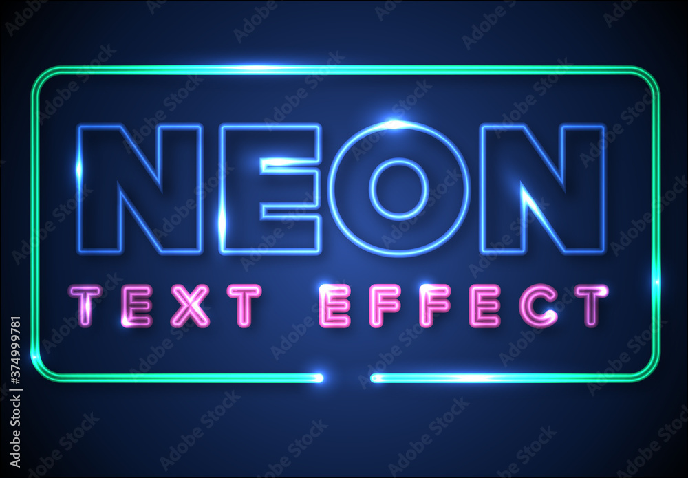 Editable Neon Text Style Effect with Glow Effects Stock Template ...