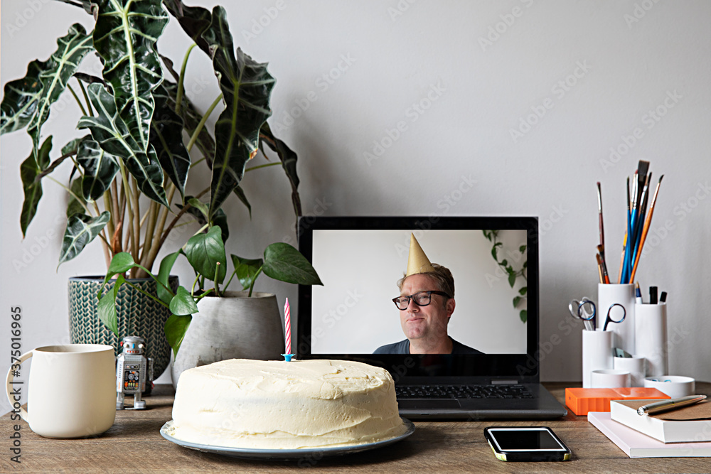 Virtual birthday celebrations during social isolation Stock Photo ...