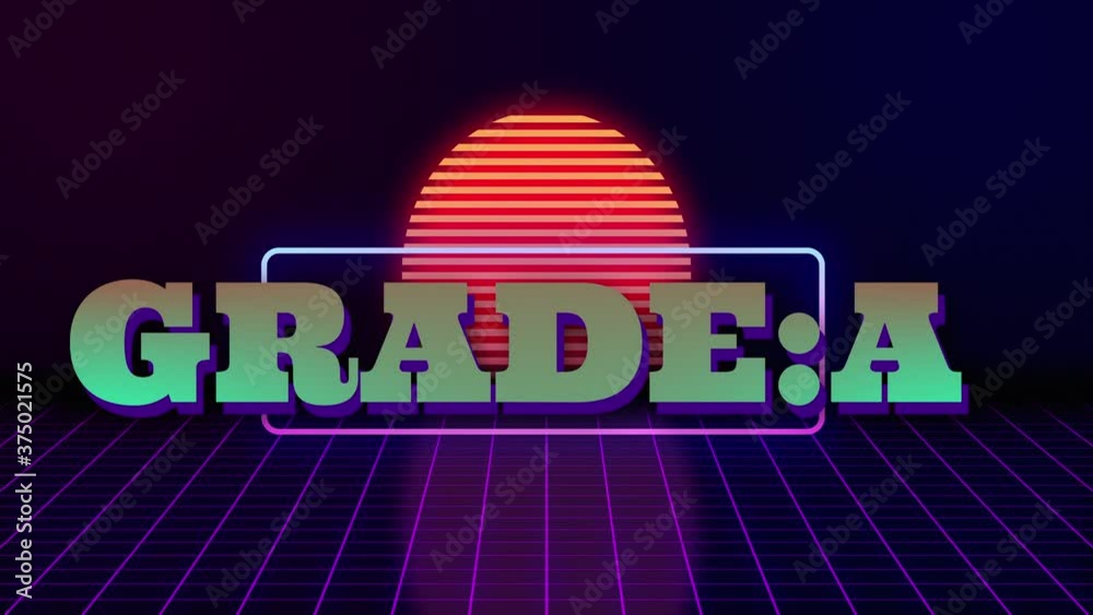 VHS retro animation with the appearing neon rectangle and the text ...