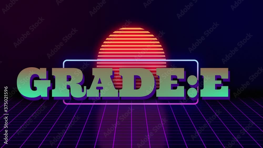 VHS retro animation with the appearing neon rectangle and the text ...