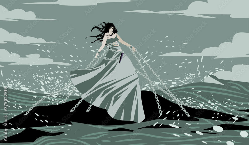 andromeda chained to a rock Stock Vector | Adobe Stock