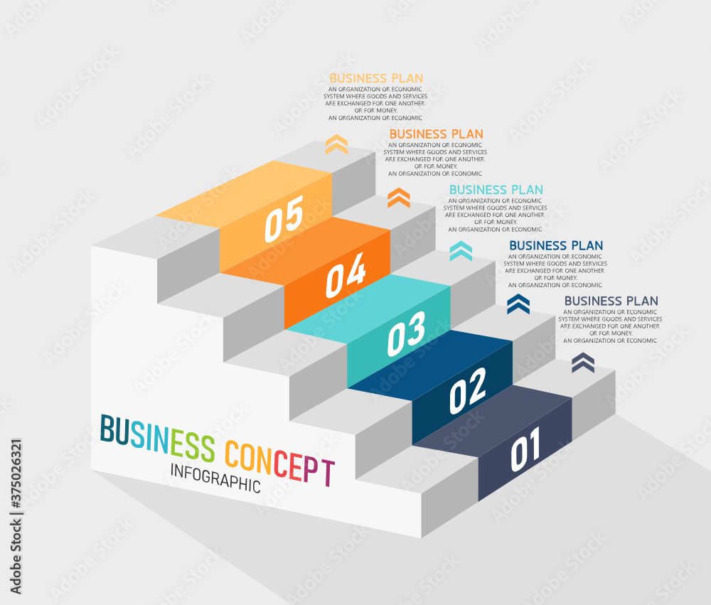 Business ladder diagram template 3d illustration infographic. Can be ...