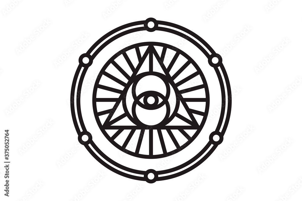 All-seeing eye of god in sacred geometry triangle, masonic sign and ...