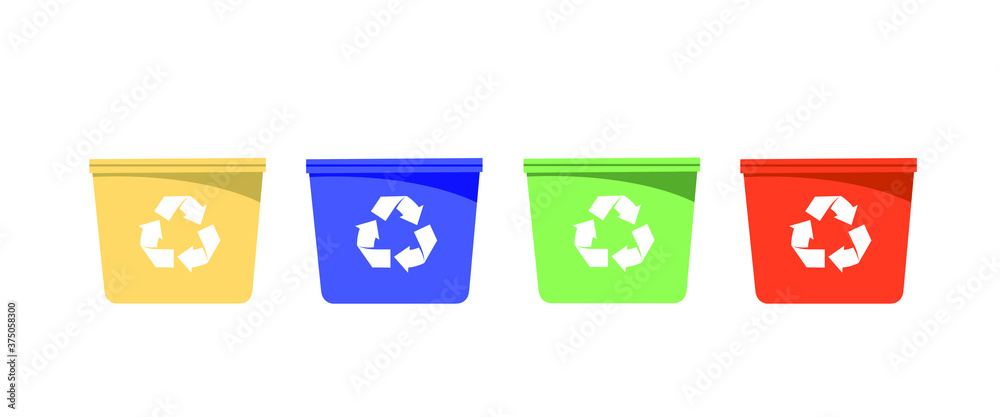 Vector recycle bins. Colorful recycle plastic bins. Collection of ...