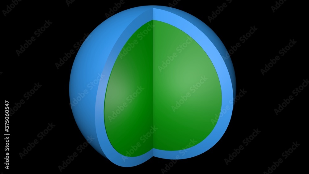 Cross section view of sphere with multiple layers . Ball with internal ...