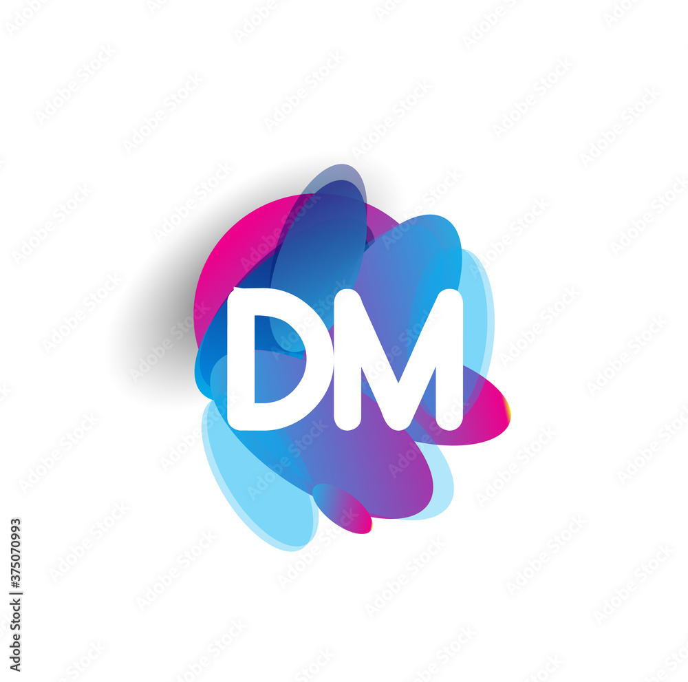 Letter DM logo with colorful splash background, letter combination logo ...
