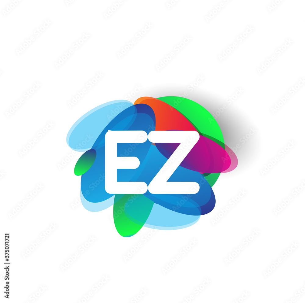 Letter EZ logo with colorful splash background, letter combination logo ...