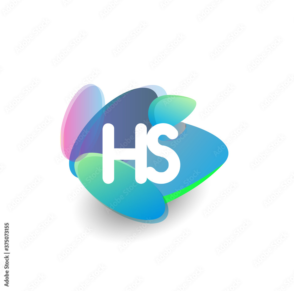 Letter HS logo with colorful splash background, letter combination logo ...