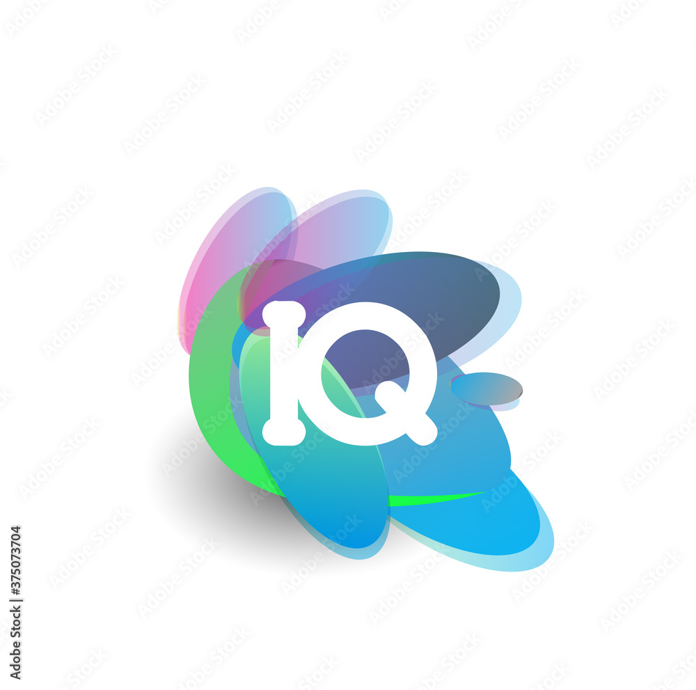 Letter IQ logo with colorful splash background, letter combination logo ...
