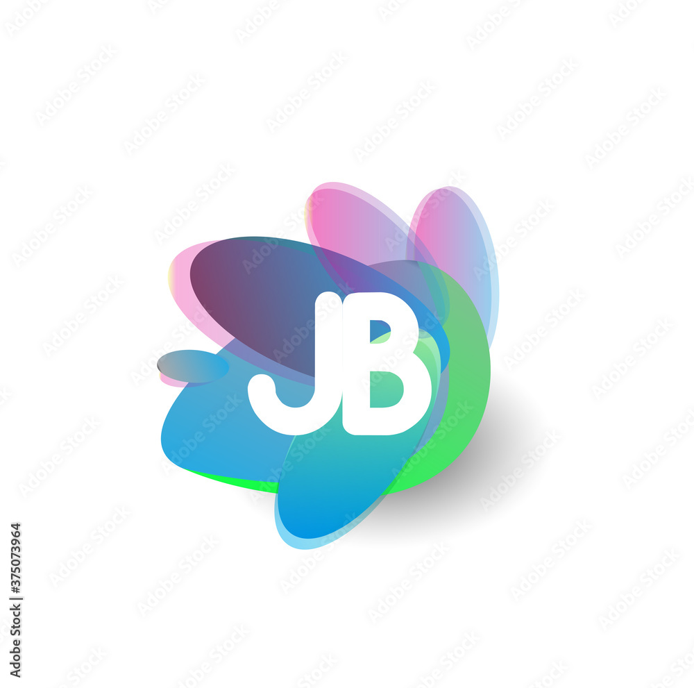 Letter JB logo with colorful splash background, letter combination logo ...