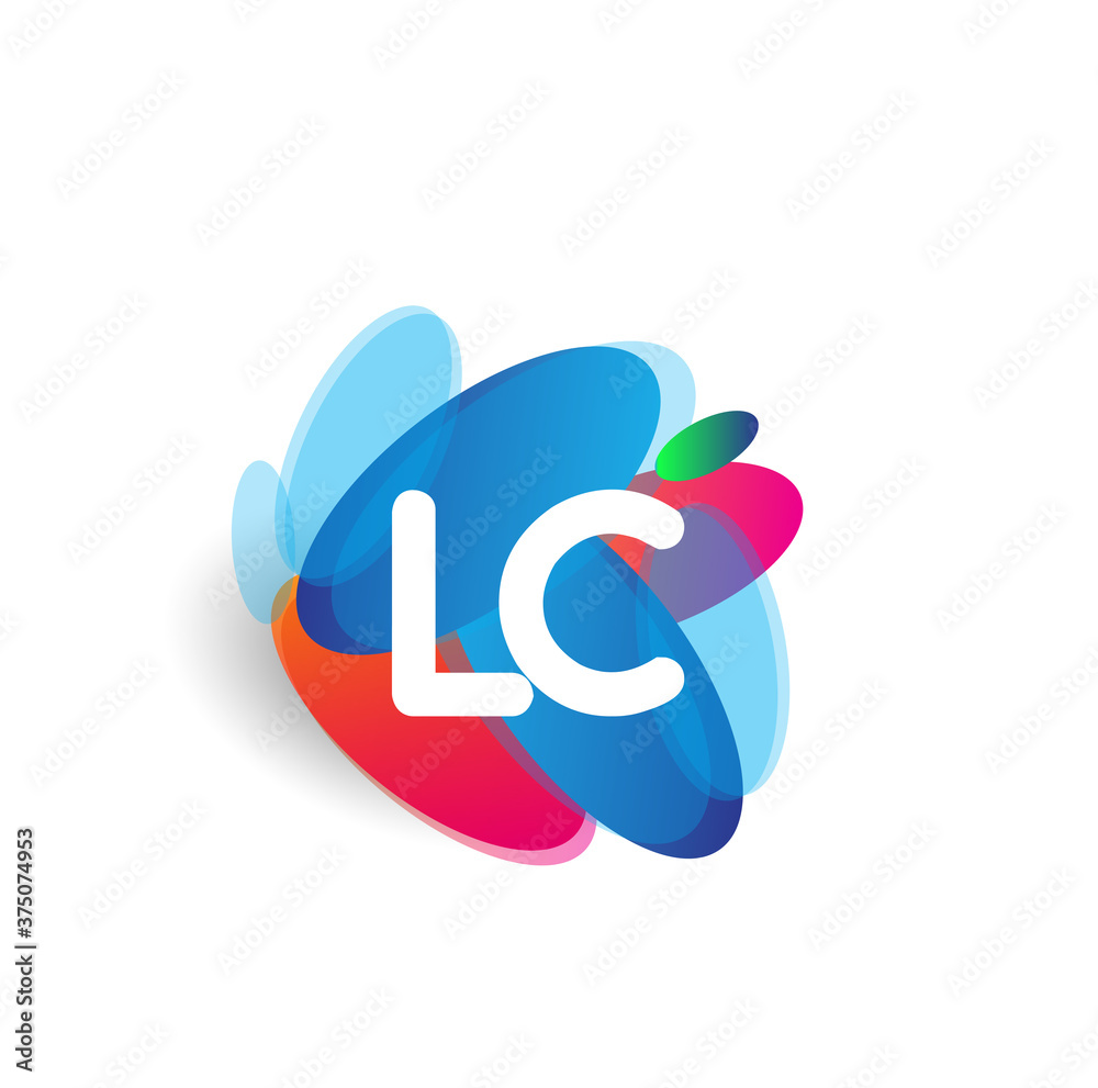 Letter LC logo with colorful splash background, letter combination logo ...