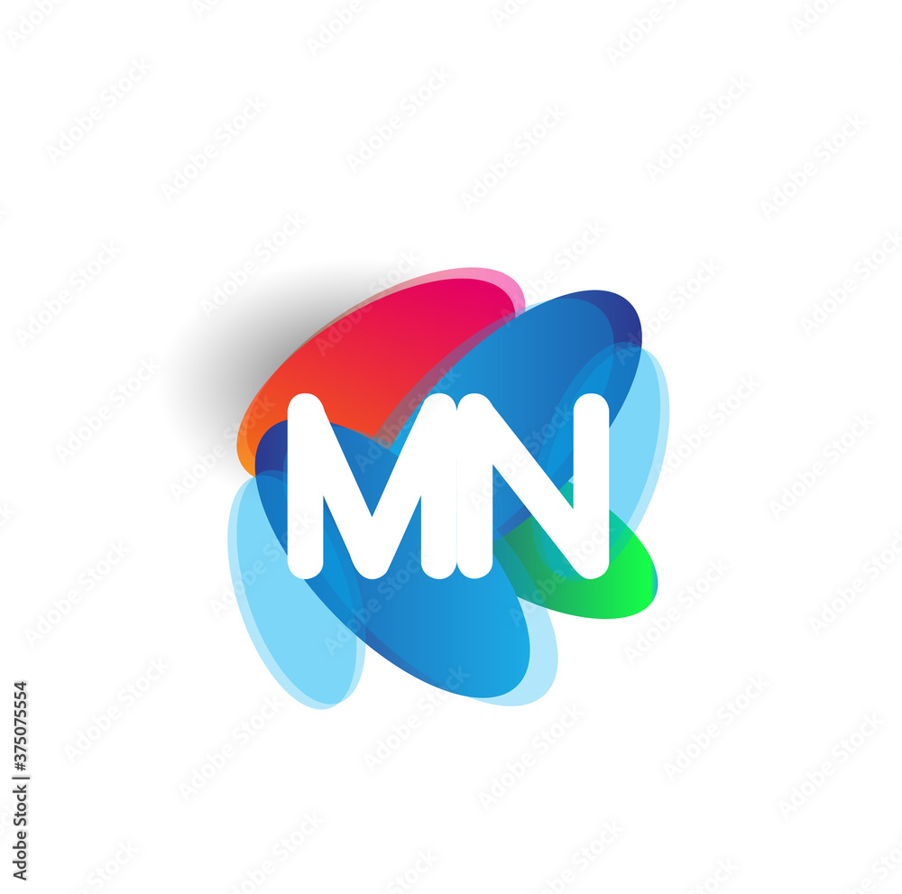 Letter MN logo with colorful splash background, letter combination logo ...