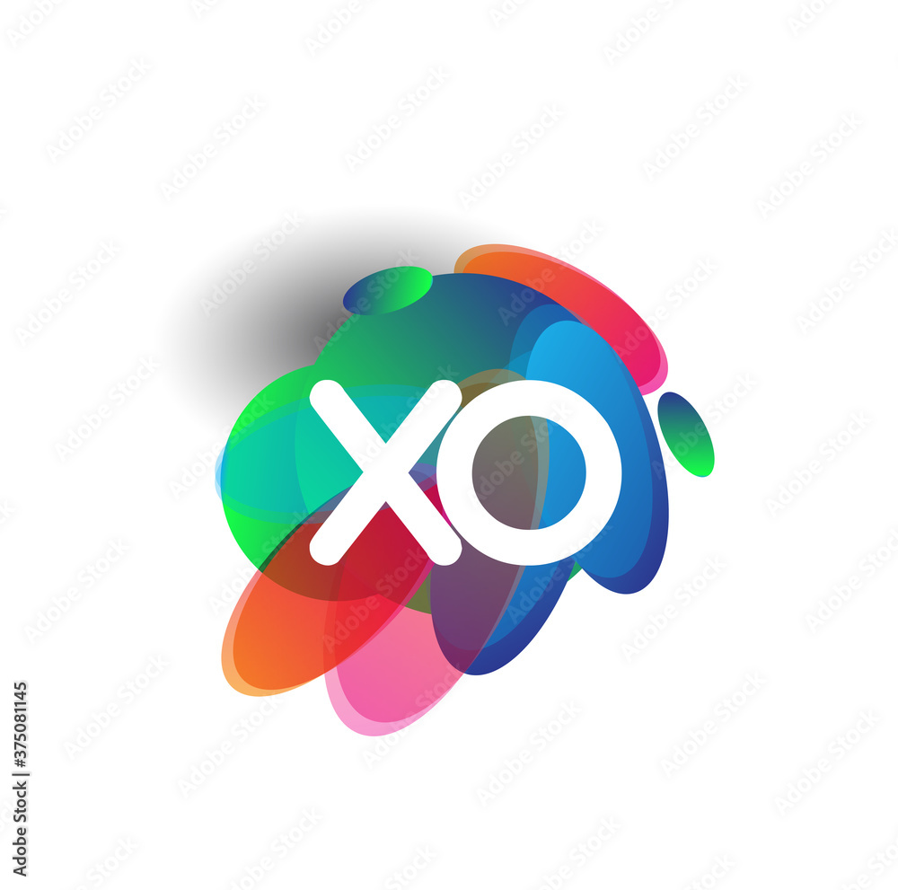 Letter XO logo with colorful splash background, letter combination logo ...