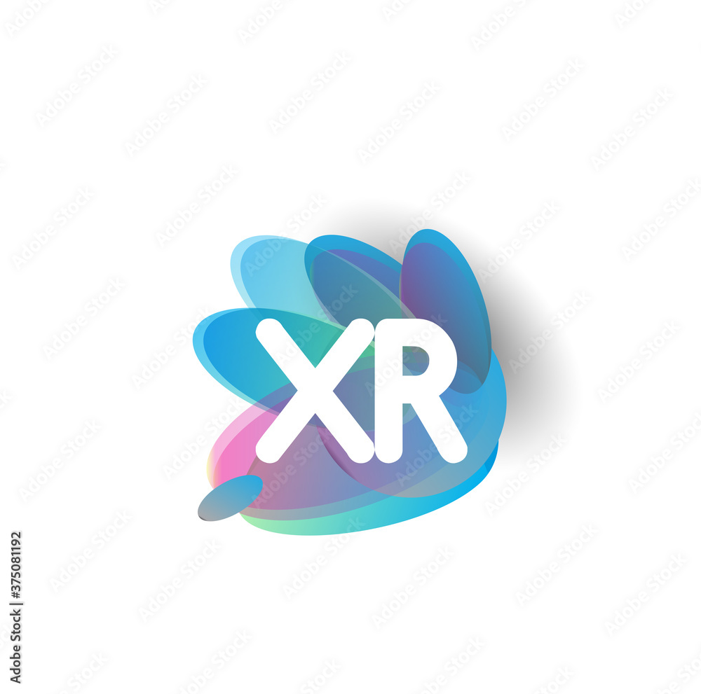 Letter XR logo with colorful splash background, letter combination logo ...
