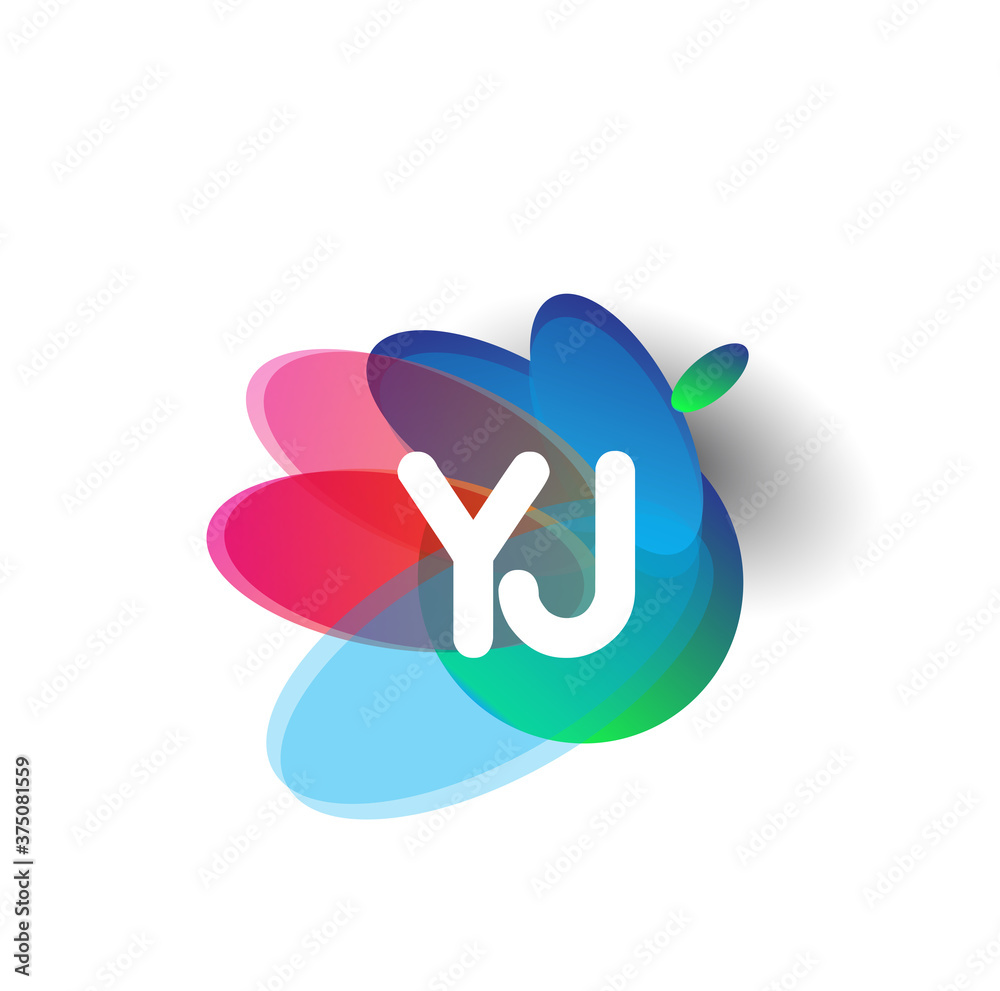 Letter YJ logo with colorful splash background, letter combination logo ...
