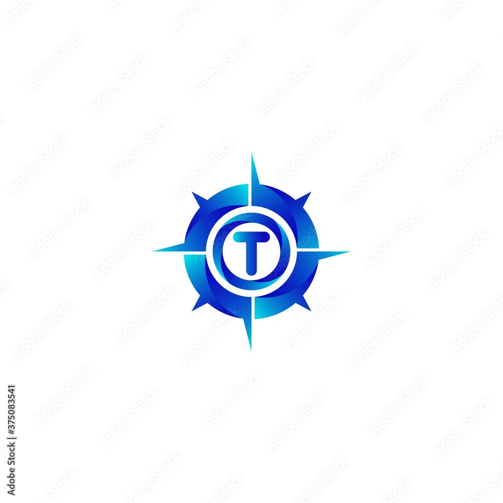 t letter Compass Concept Logo Design Template. Stock Vector | Adobe Stock