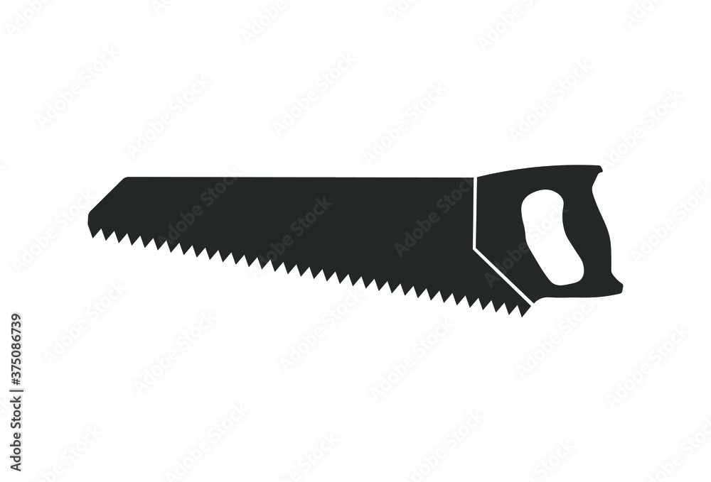 Saw shape silhouette. Carpenter logo symbol sign. Vector illustration ...