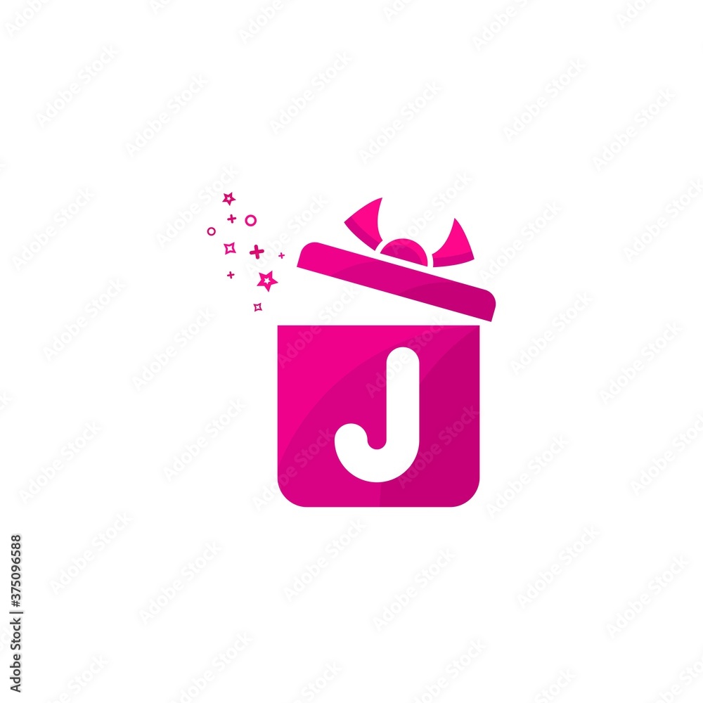 j letter Gift box Logo Design Vector Template.Logo gift template ...