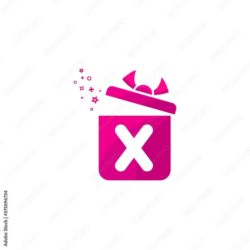x letter Gift box Logo Design Vector Template.Logo gift template ...
