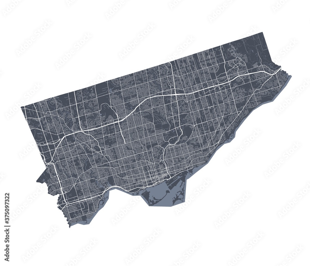 Toronto map. Detailed map of Toronto city poster with streets ...