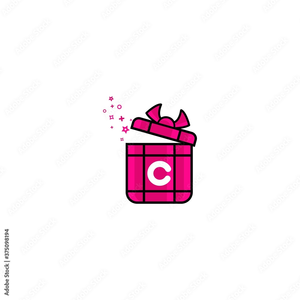 c letter Gift box Logo Design Vector Template.Logo gift template ...