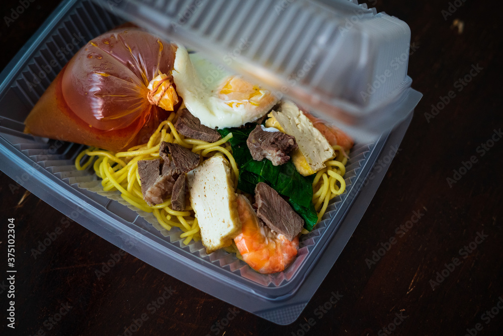 Mee Bandung Muar in a take out box, a Malaysia delicacy noodle ...